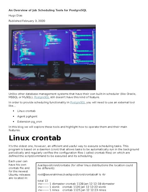 An Overview Of Job Scheduling Tools For Postgre Sql An Overview Of