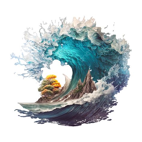 Big Wave Of Tsunami Sea And Summer Sea Wave Sea Wave Water Effect