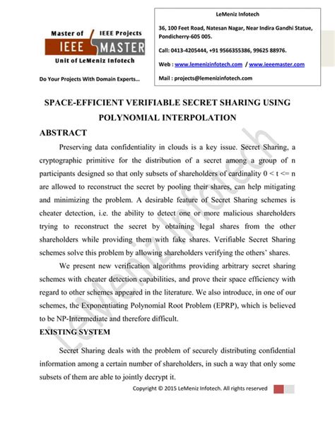 Space Efficient Verifiable Secret Sharing Using Polynomial