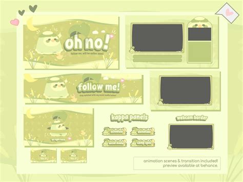 Pastel Green Cute Twitch Overlay Stream Package Designs Lublub The Kappa Etsy
