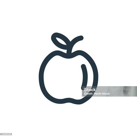 흰색 배경에서 격리된 사과 벡터 아이콘입니다 개요 웹 사이트 디자인 및 모바일 응용 프로그램 개발을위한 얇은 라인 애플 아이콘 얇은 선 사과 윤곽선 아이콘 벡터
