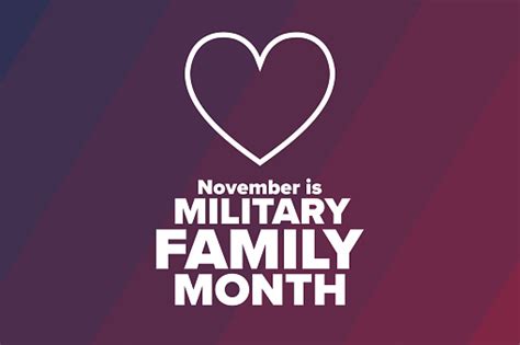 11월은 밀리터리 패밀리의 달입니다 휴일 개념 배경 배너 카드 텍스트 비문이있는 포스터용 템플릿 벡터 Eps10 그림입니다 11월에 대한 스톡 벡터 아트 및 기타 이미지