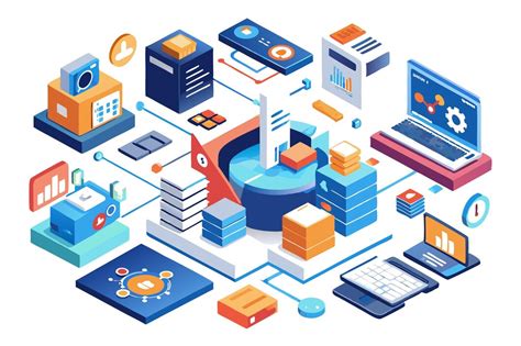 Isometric Illustration Of Data Analysis Big Data And Cloud Computing Premium Ai Generated Vector