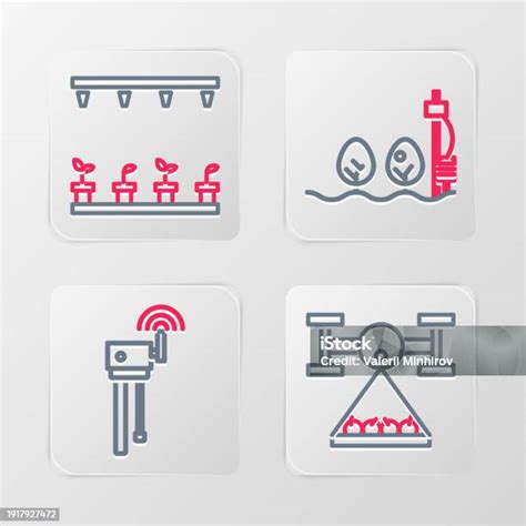 드론 라우터 및 Wifi 신호 독립형 센서 플랜트 및 자동 관개 스프링클러 아이콘이 있는 스마트 팜을 설정합니다 벡터 0명에 대한 스톡 벡터 아트 및 기타 이미지 Istock