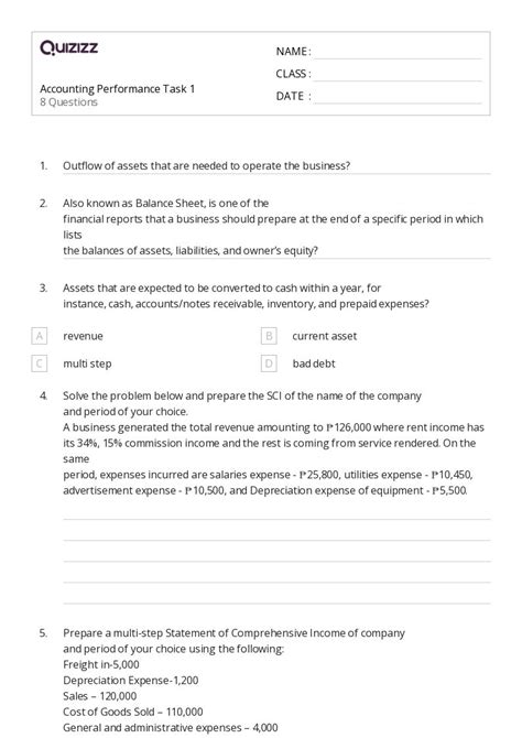 50 Performance Tasks Worksheets For 1st Class On Quizizz Free And Printable