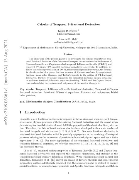Pdf Calculus Of Tempered Psi Fractional Derivatives