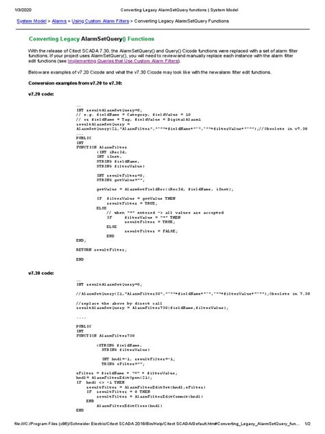 Citect Scada Help Converting Legacy Alarmsetquery Functions System Model Pdf Computer
