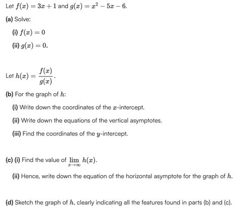 Solved Let F X 3x 1 ﻿and G X X2 5x 6 A