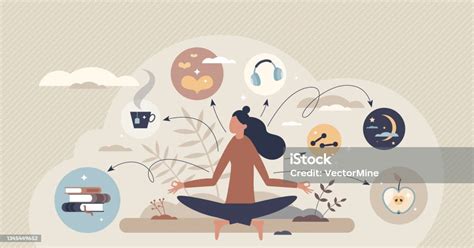 웰빙 작은 사람 개념에 대 한 자기 관리 개인 건강 습관 조합 개념에 대한 스톡 벡터 아트 및 기타 이미지 개념 개성 개념 균형 Istock