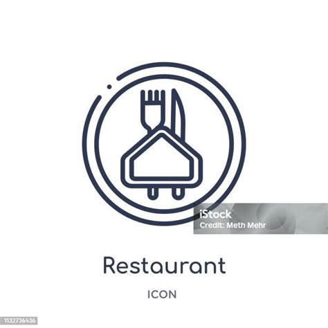 음식 개요 컬렉션에서 선형 레스토랑 아이콘입니다 얇은 선 레스토랑 아이콘 흰색 배경에 고립입니다 레스토랑 트 렌 디 일러스트 날씬한에 대한 스톡 벡터 아트 및 기타 이미지