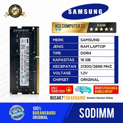 Jual SAMSUNG SODIMM DDR4 16GB PC 21300 Shopee Indonesia
