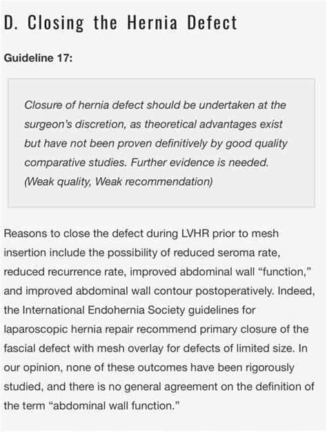 Guidelines For Laparoscopic Ventral Hernia Repair A Sages Guidelines