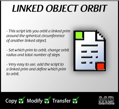 Second Life Marketplace Linked Object Orbit Script