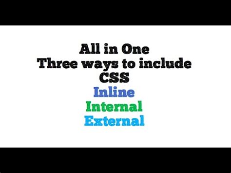 How To Include Css Inline Internal And External Css Youtube