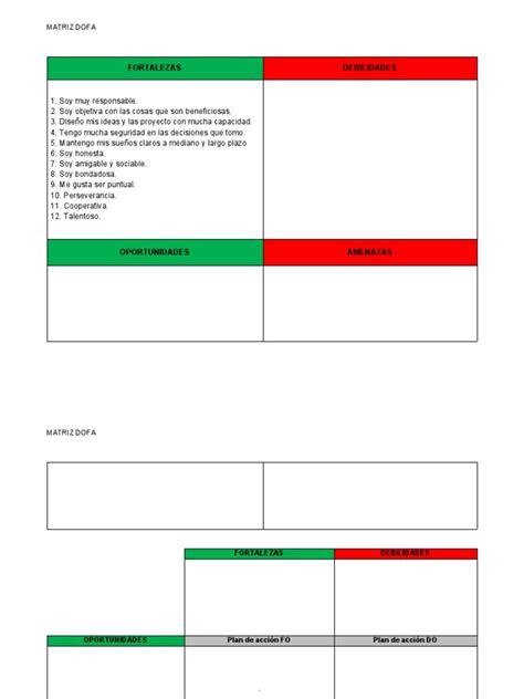 Plantilla Matriz Dofa Pdf