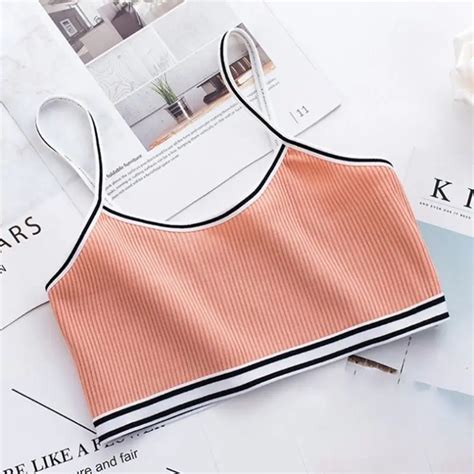 Спортивный бюстгальтер ярких цветов для девочек подростков нижнее белье в полоску без косточек
