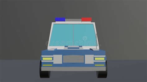 Un Coche De Policía Azul 3d Animado Aislado Sobre Un Fondo Oscuro Vista Panorámica Almacen De