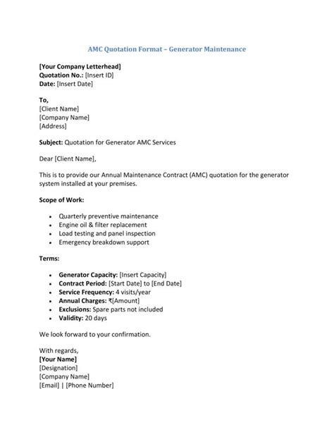 Amc Letter Format For Quotation 5 Templates Download In Word Docx