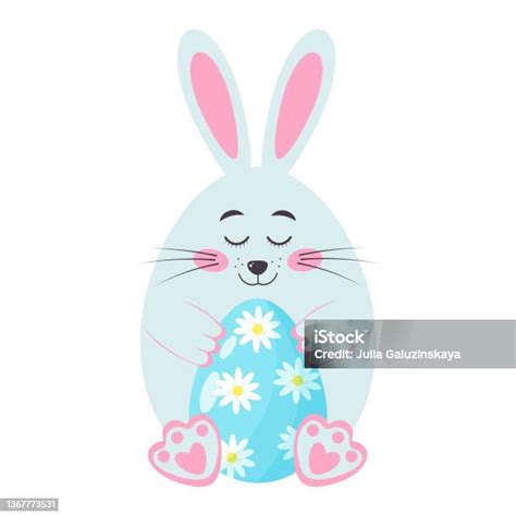 부활절 달걀 장식 차모 마일을 귀여운 토끼 달걀 의 형태로 부활절 토끼는 웃고있다 가공의 인물에 대한 스톡 벡터 아트 및 기타 이미지 가공의 인물 계절 공휴일