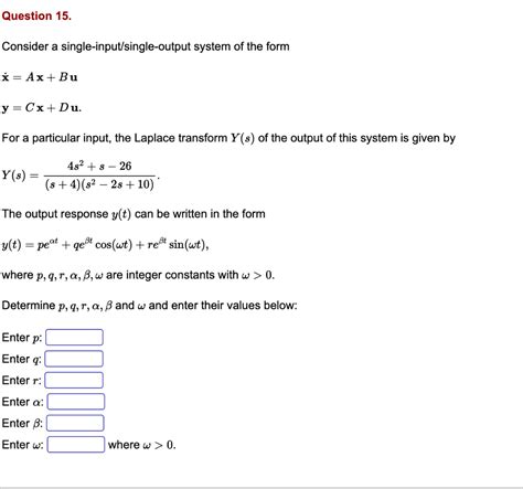 Solved Question 15 Consider A Single Inputsingle Output
