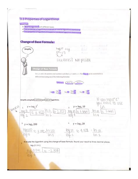 Notes Properties Of Logarithms Studocu