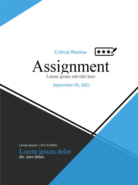 Critical Review Assignment Cover Page Template Pdf