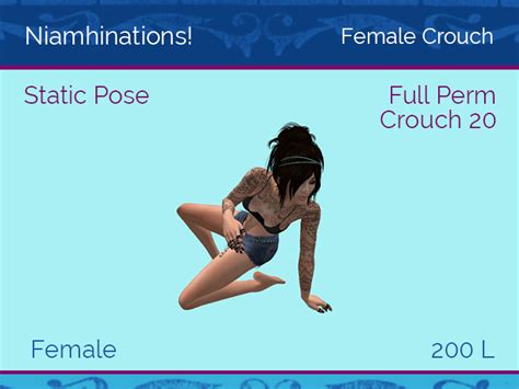 Second Life Marketplace Crouch 20 Female Full Perm Poses