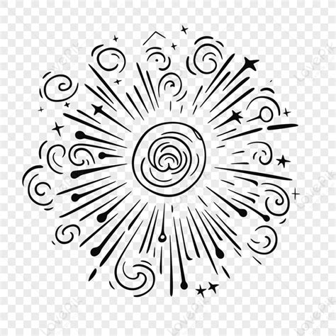 Black And White Doodle Of Exploding Star Or A Firework For A Wedding