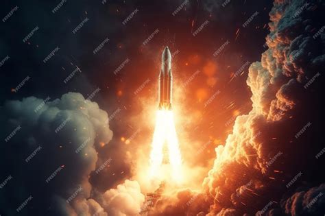 Premium Ai Image Space Wallpaper Rocket Launch Explosion With Fire Exploding Illustration Ai