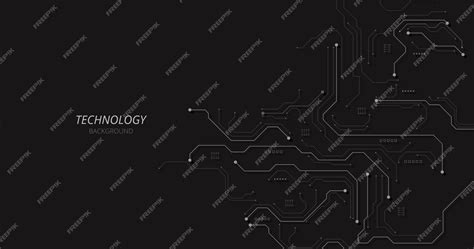 Premium Vector Grey Circuit Connection On Black Background Hightech
