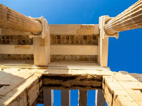 Columns Of Propylaea Entrance Gateway Of Acropolis Athens Greece