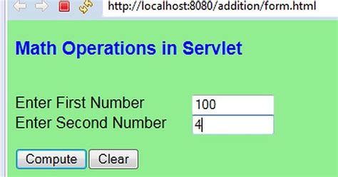 Free Programming Source Codes And Computer Programming Tutorials Math Operations In Servlet