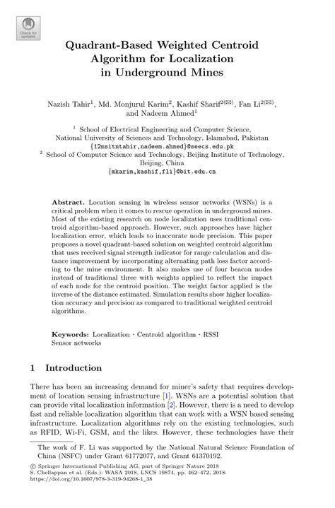 Pdf Quadrant Based Weighted Centroid Algorithm For Localization In