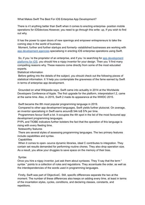 Ppt What Makes Swift The Best For Ios Enterprise App Development