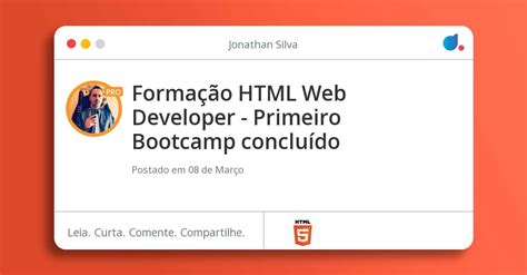 Formação Html Web Developer Primeiro Bootcamp Concluído