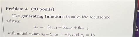 Solved Problem 4 20 Points Use Generating Functions To