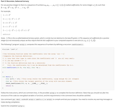 Solved Part Recursion Balanced Ternary For Any Positive Chegg