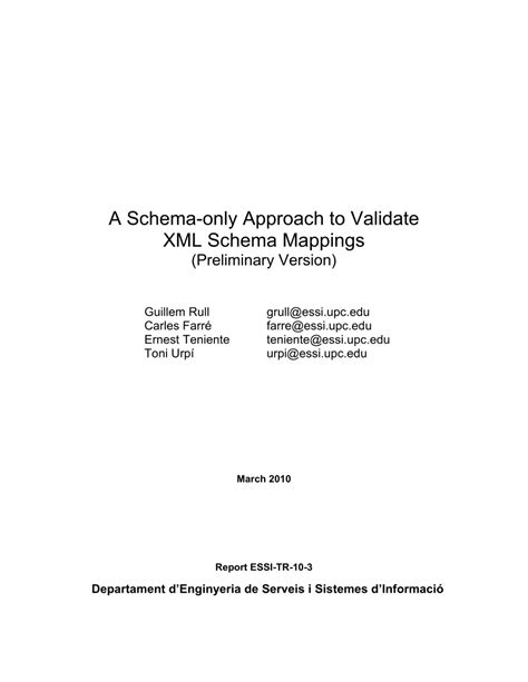 Pdf A Schema Only Approach To Validate Xml Schema Mappings