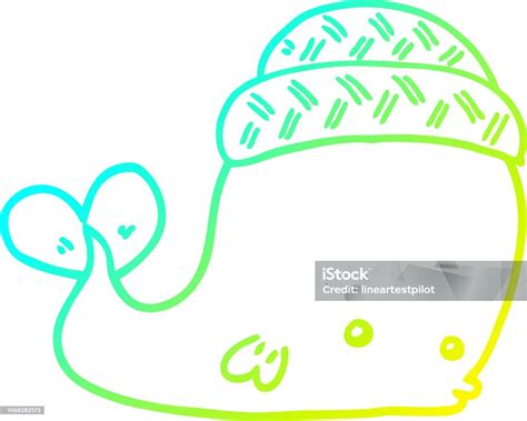 모자를 쓴 만화 고래의 차가운 그라데이션 선 그리기 고래에 대한 스톡 벡터 아트 및 기타 이미지 고래 귀여운 그라데이션 Istock