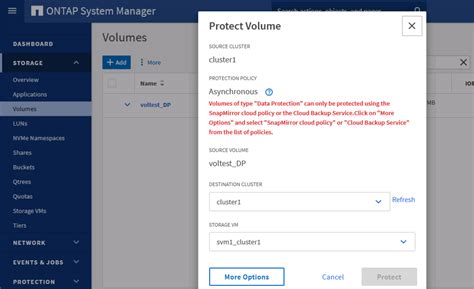 unable to configure cascade snapmirror for dp type volume in system