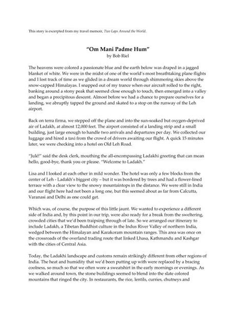 Om Mani Padme Hum Bob Riel