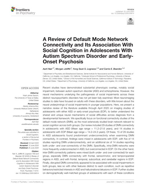 Pdf A Review Of Default Mode Network Connectivity And Its Association With Social Cognition In