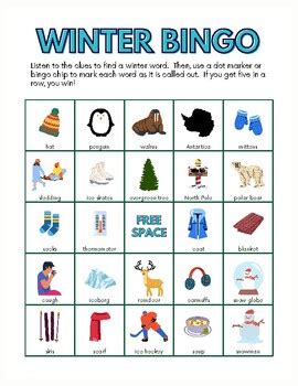 Winter Bingo 7 Different Cards With Callout Cards By Chloeteaches