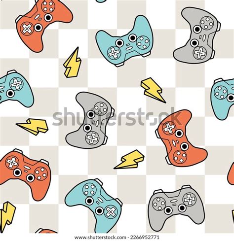 Vector Gamer Seamless Pattern Checked Background Stock Vector Royalty