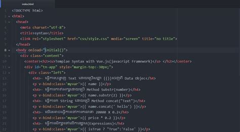 ការប្រើ Template Syntax Vue Js