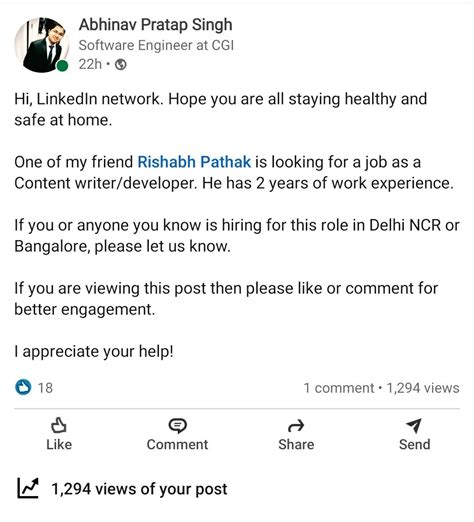 Abhinav Pratap Singh On Linkedin Jobseeker Contentdevelopment Contentcreating Delhincr