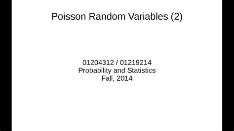 Poisson Random Variables Part YouTube