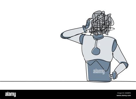 Single Continuous Line Drawing Robot With Round Scribbles Instead Of Head Doubting Robot