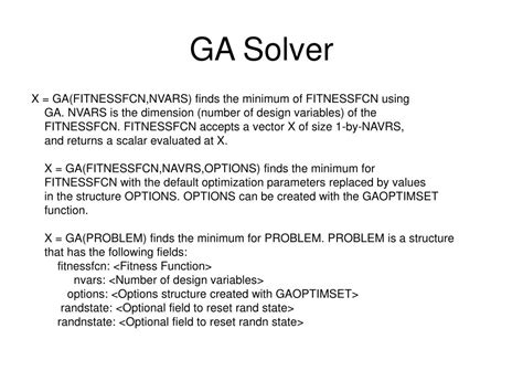 Ppt Ga Solver En Matlab Powerpoint Presentation Free Download Id