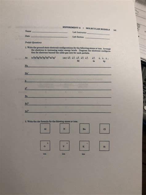 Solved Experiment 11 Molecular Models 14 Name Lab